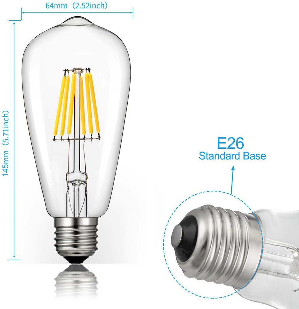 O’Bright Dimmable LED Edison Light Bulb, 6W, Dimmable, UL Listed, ST21 ...